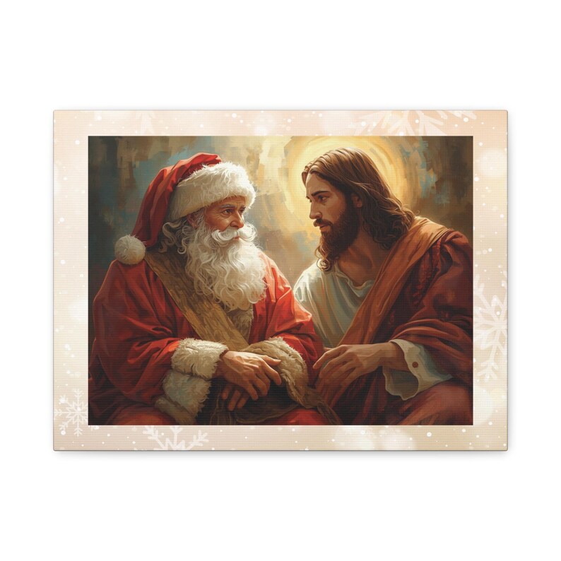 Jesus and Santa Wall Art, Christmas Decoration, Holiday Decor ...