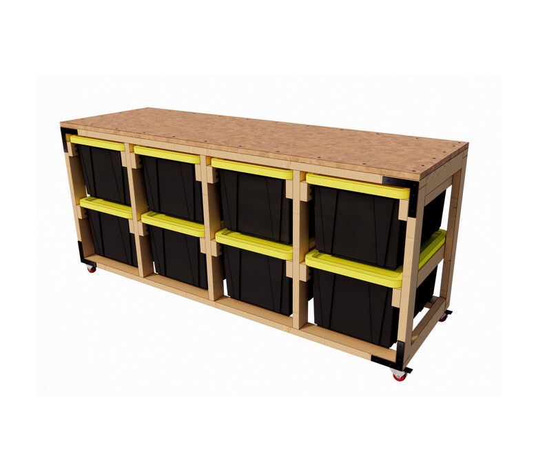 27 Gallon Tote Storage Workbench Build Plan 8 UNIT DIY Tote Storage ...