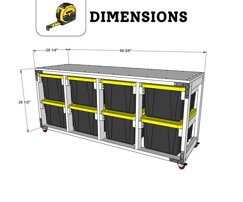 27 Gallon Tote Storage Workbench Build Plan 8 UNIT DIY Tote Storage ...