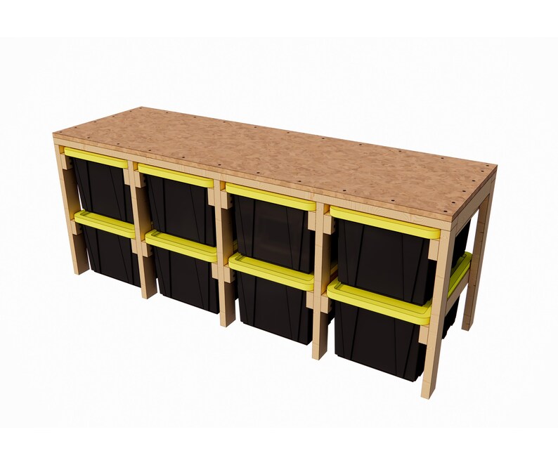 27 Gallon Tote Storage Workbench Build Plan 8 UNIT DIY Tote Storage ...