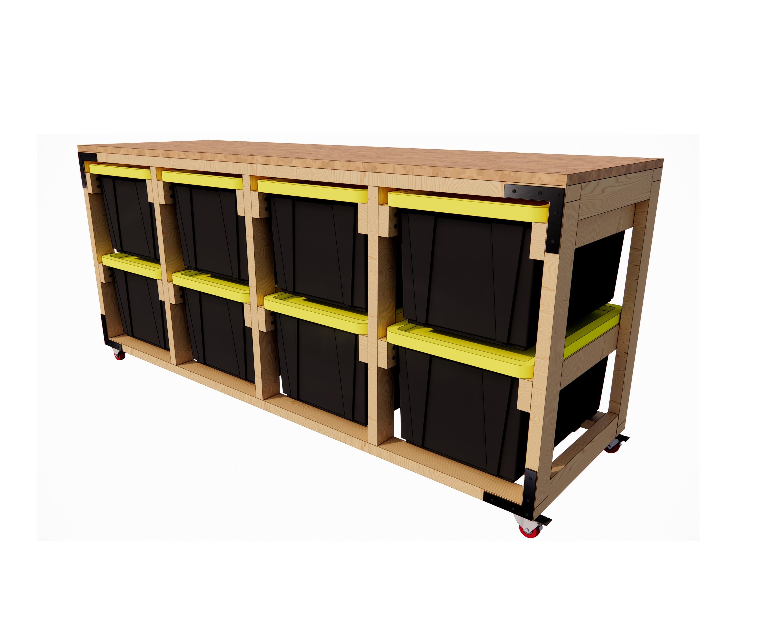 27 Gallon Tote Storage Workbench Build Plan 8 UNIT DIY Tote Storage ...
