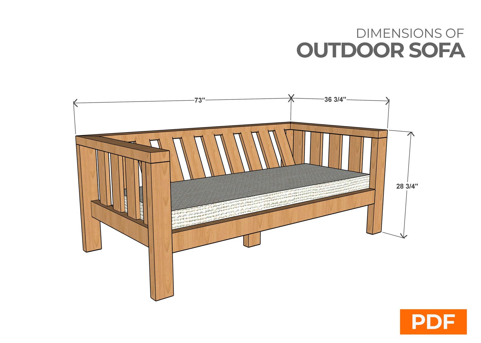 DIY Wooden Outdoor Sofa Build Plan, Digital Woodworking Plans, Outdoor ...