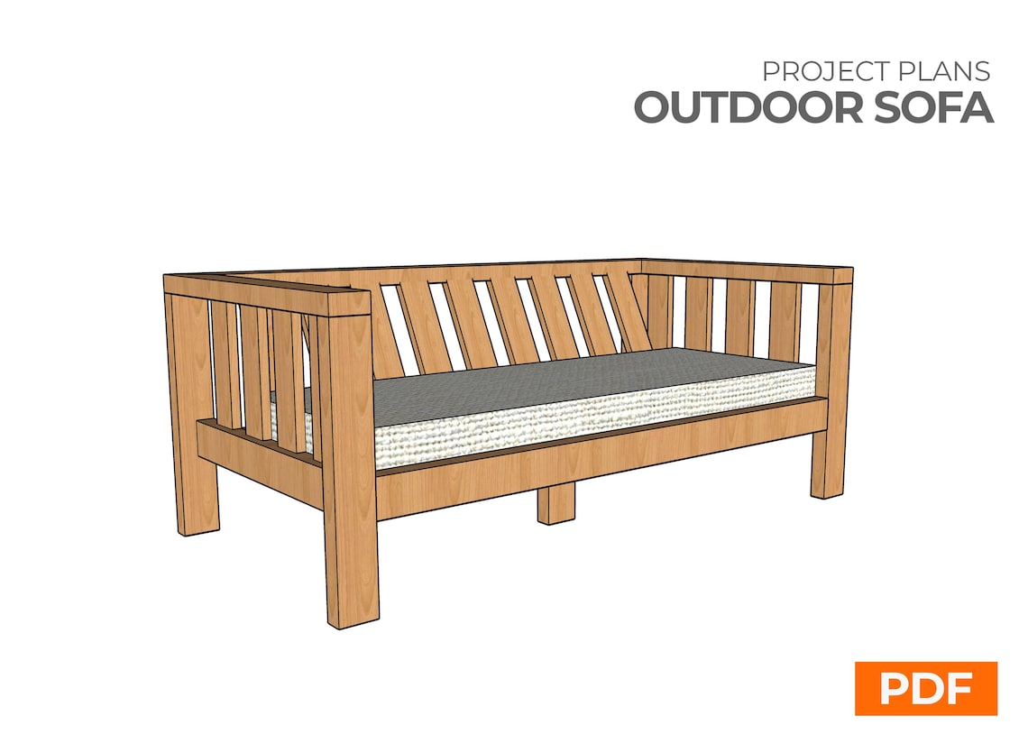 DIY Wooden Outdoor Sofa Build Plan, Digital Woodworking Plans, Outdoor ...
