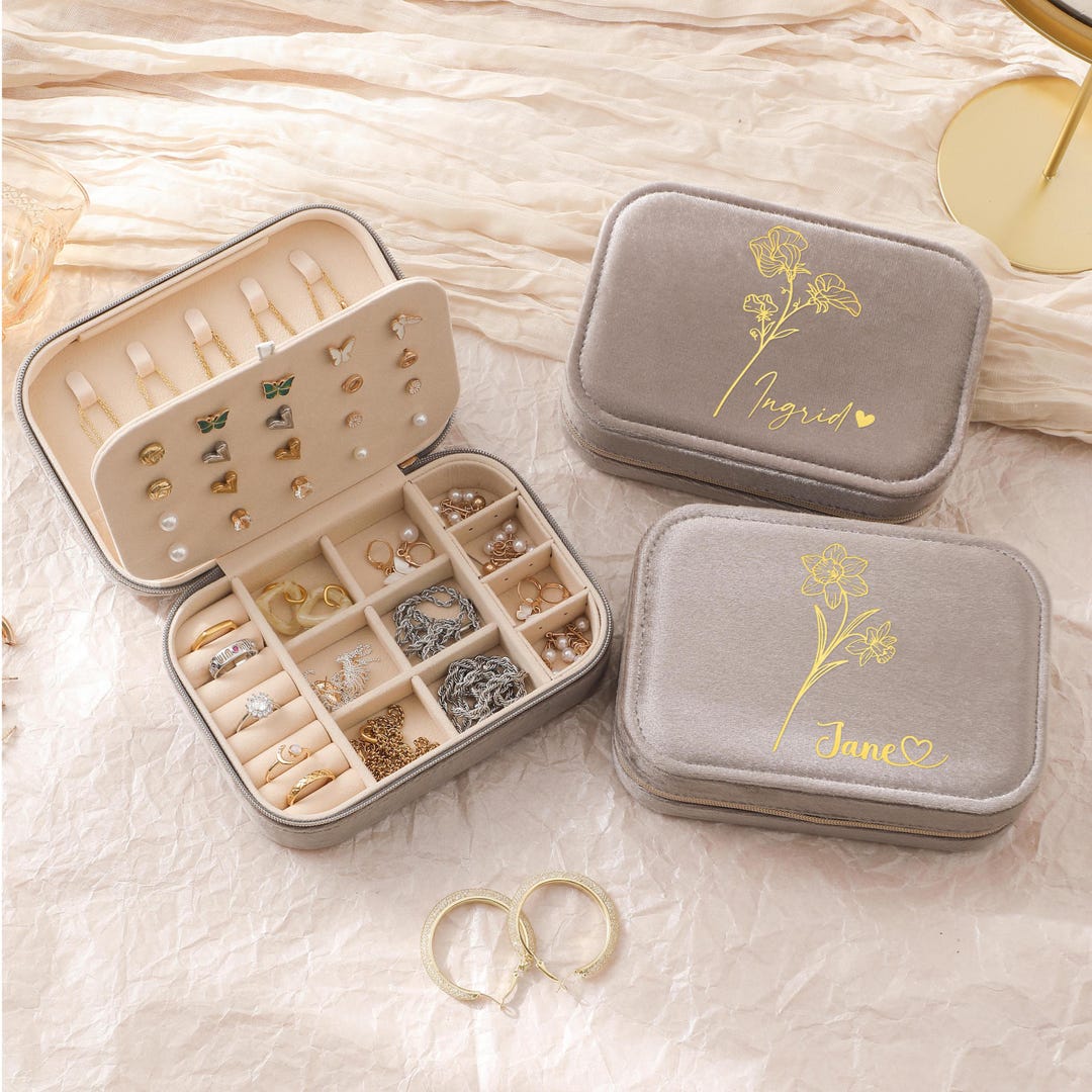Personal Design Jewelry Box, Personalized Velvet Jewelry Case With ...