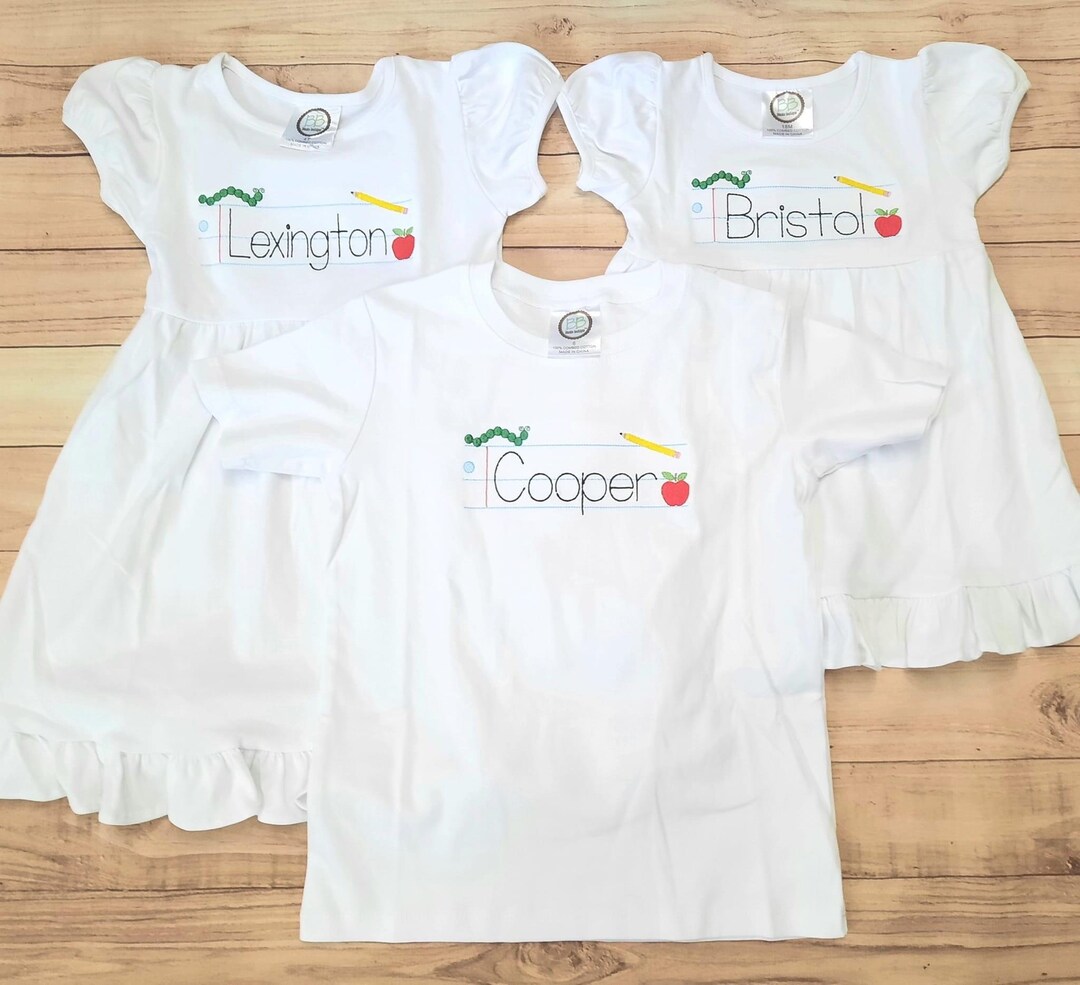 School Name Embroidered Shirt - Etsy