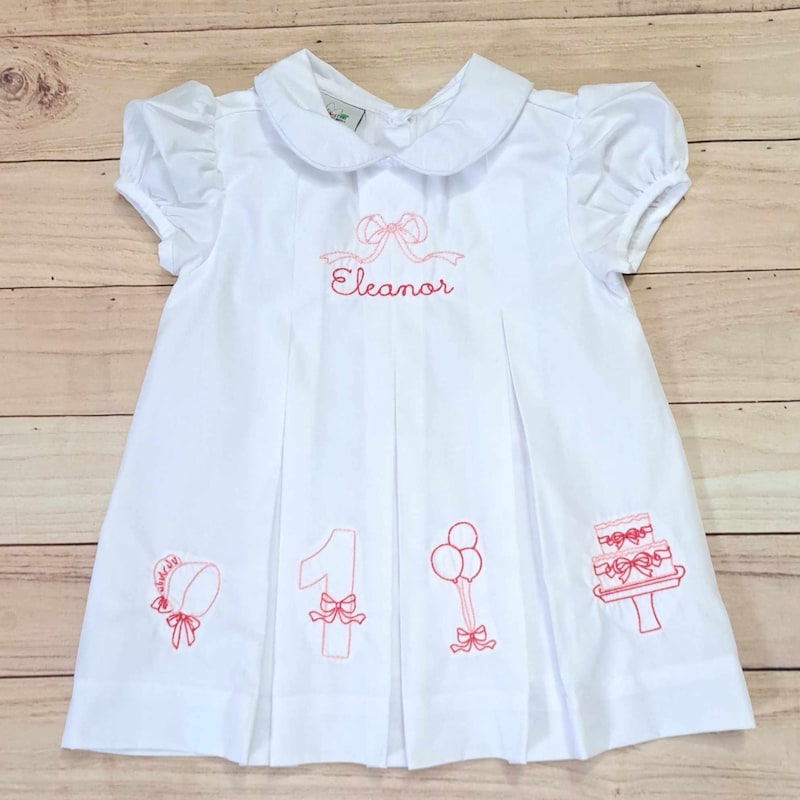 Pleat Embroidered Dress - Etsy