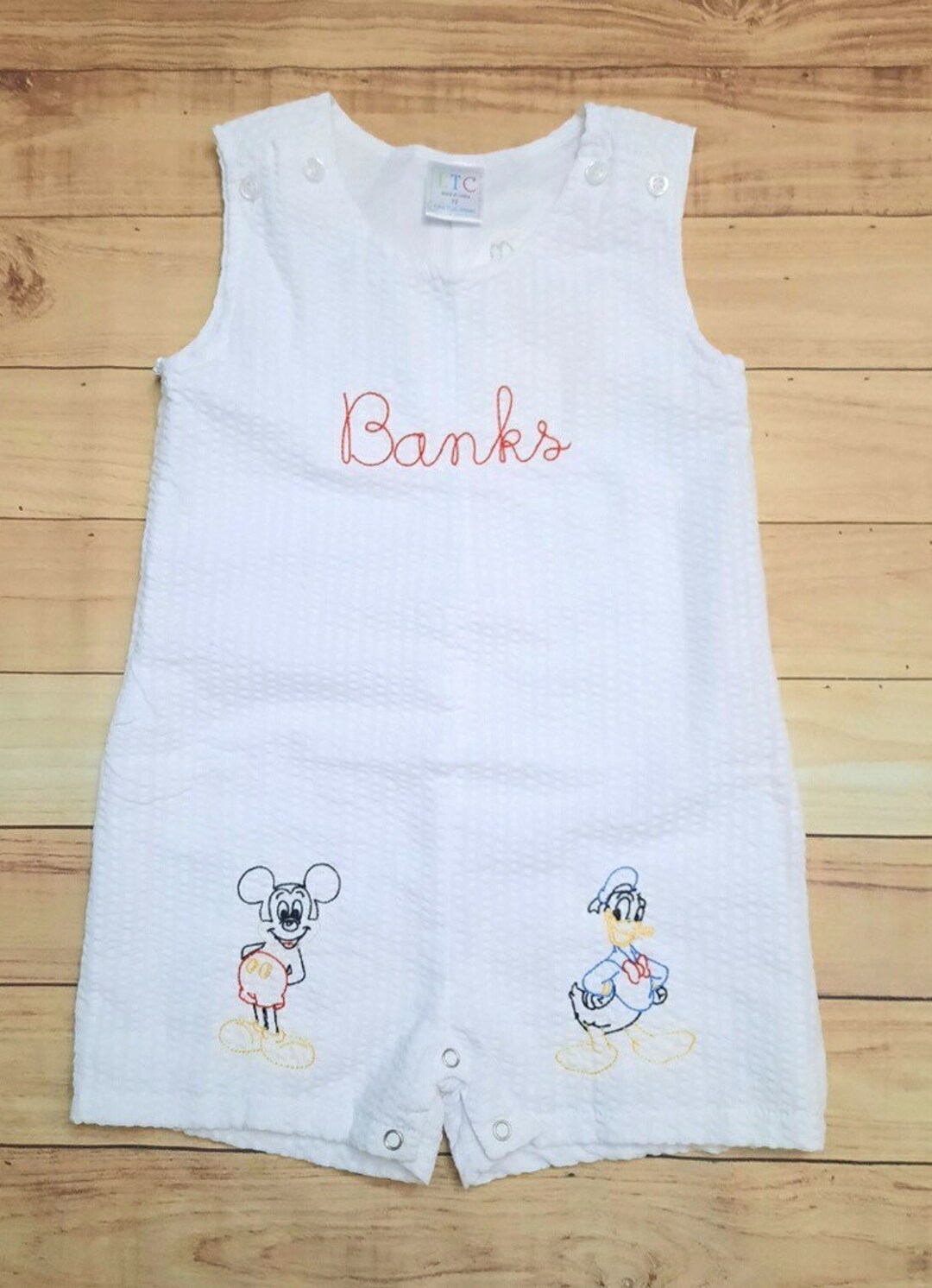 Vacation Mouse Embroidered Seersucker Jon Jon - Etsy