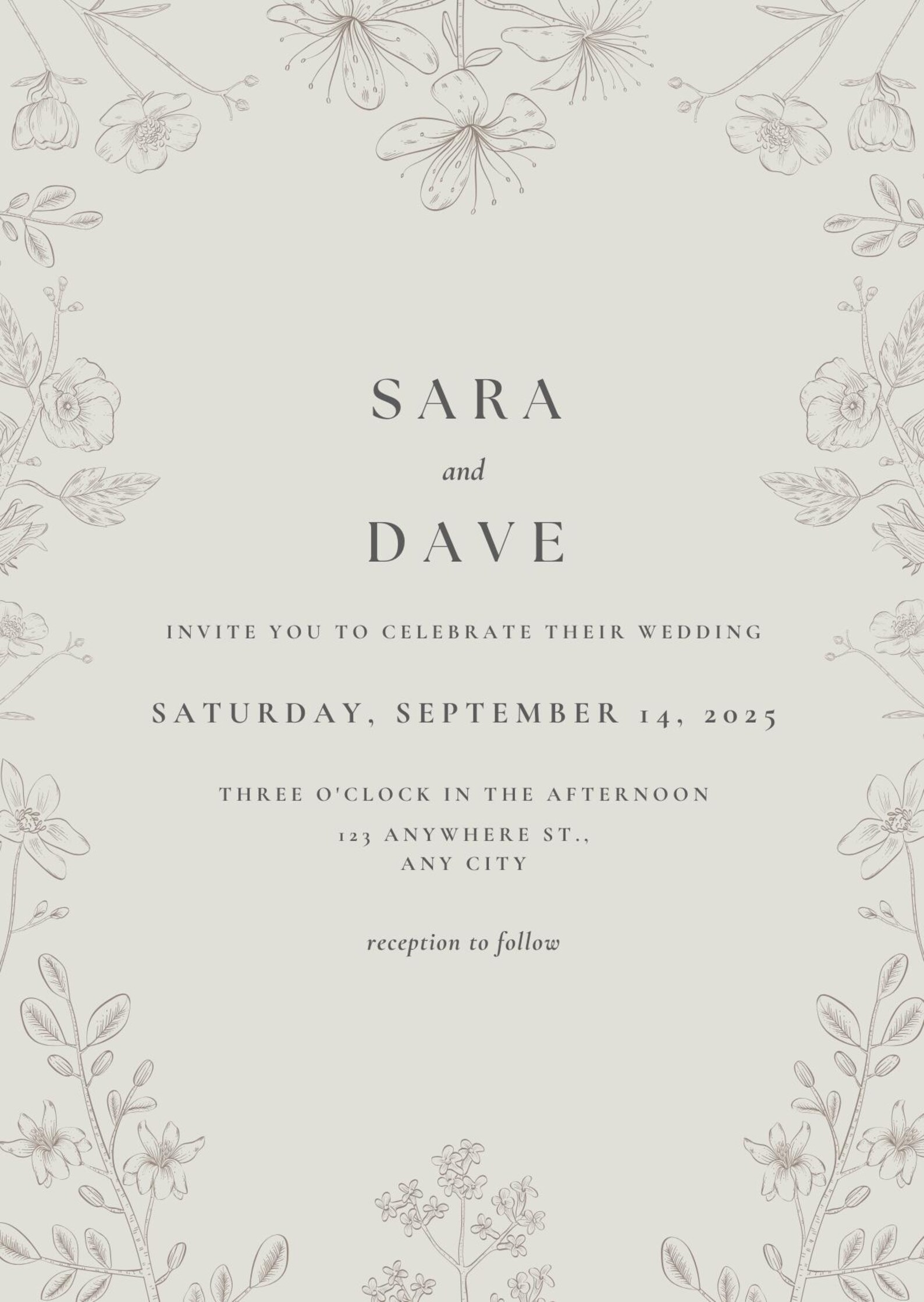 Editable Wedding Invitation Template | Customizable Bridal Invite ...