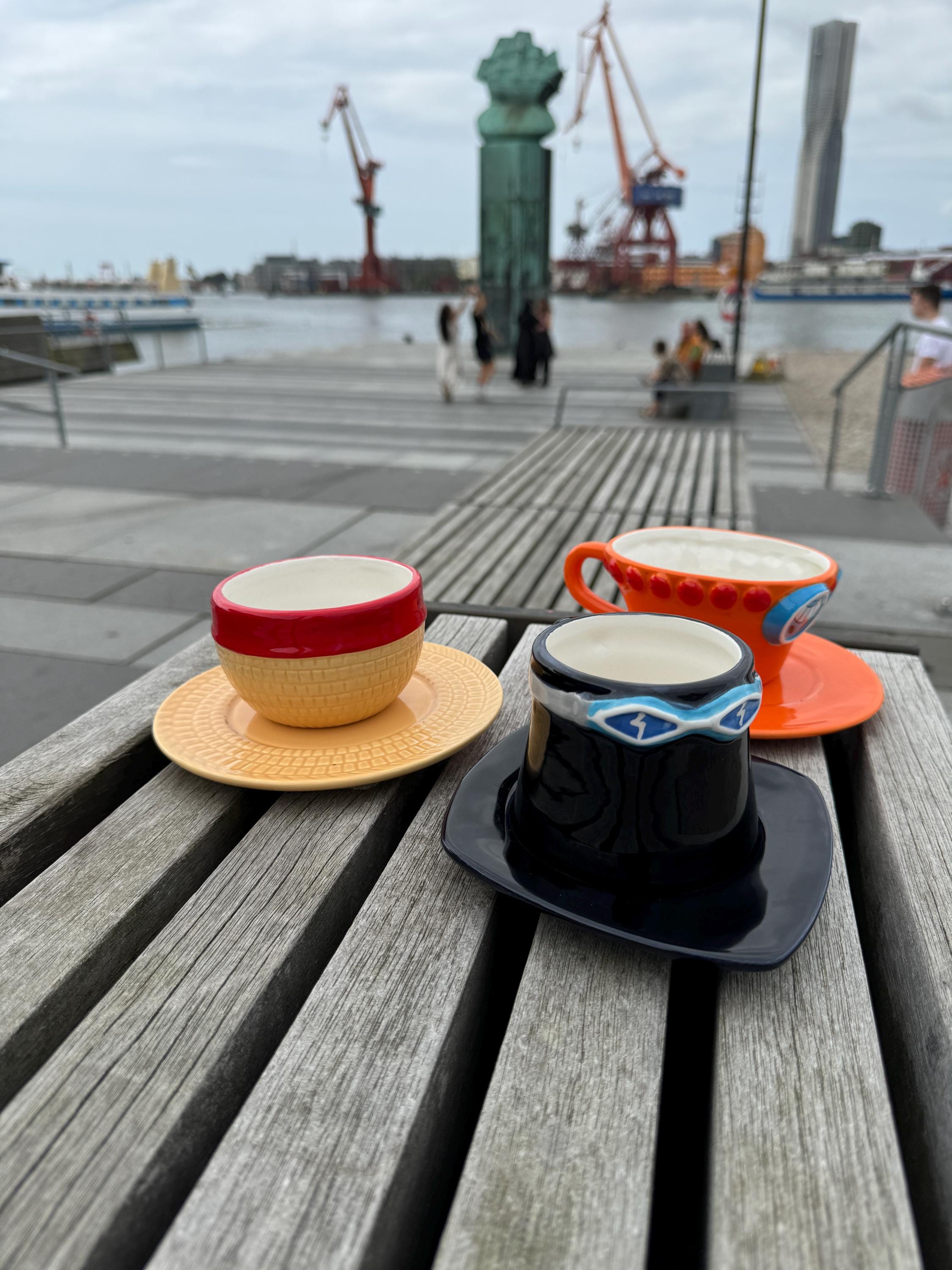 One Piece Ceramic Tea Cups With Stands Ace, Luffy, and Chopper Designs ...