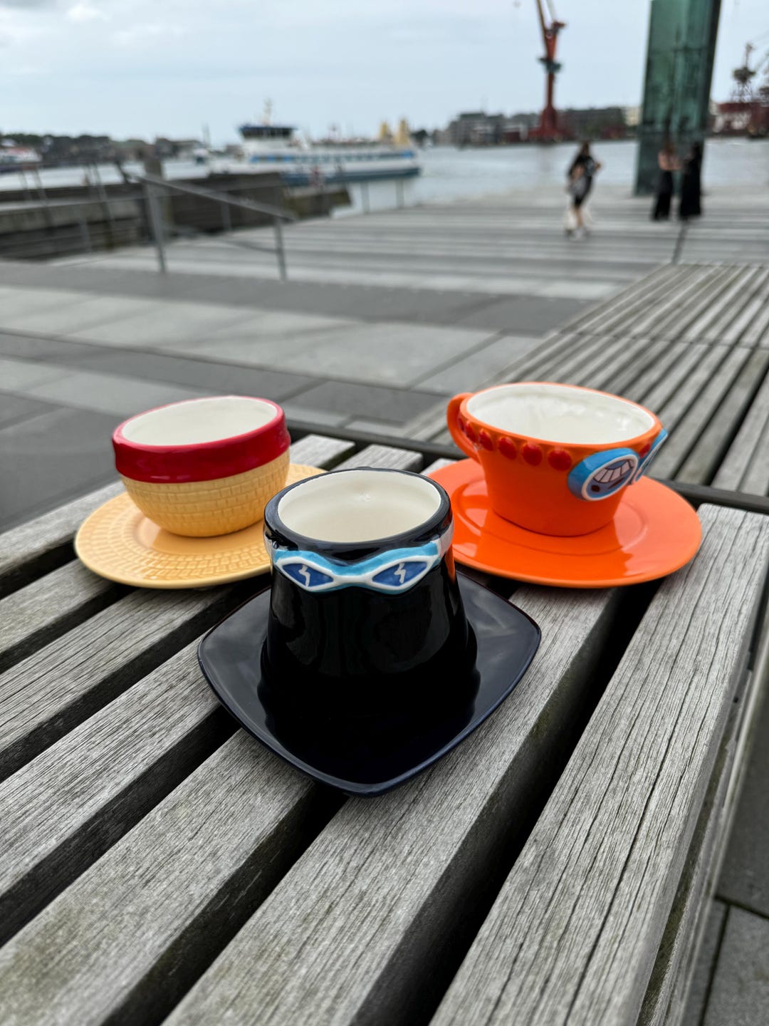 One Piece Ceramic Tea Cups With Stands Ace, Luffy, and Chopper Designs ...