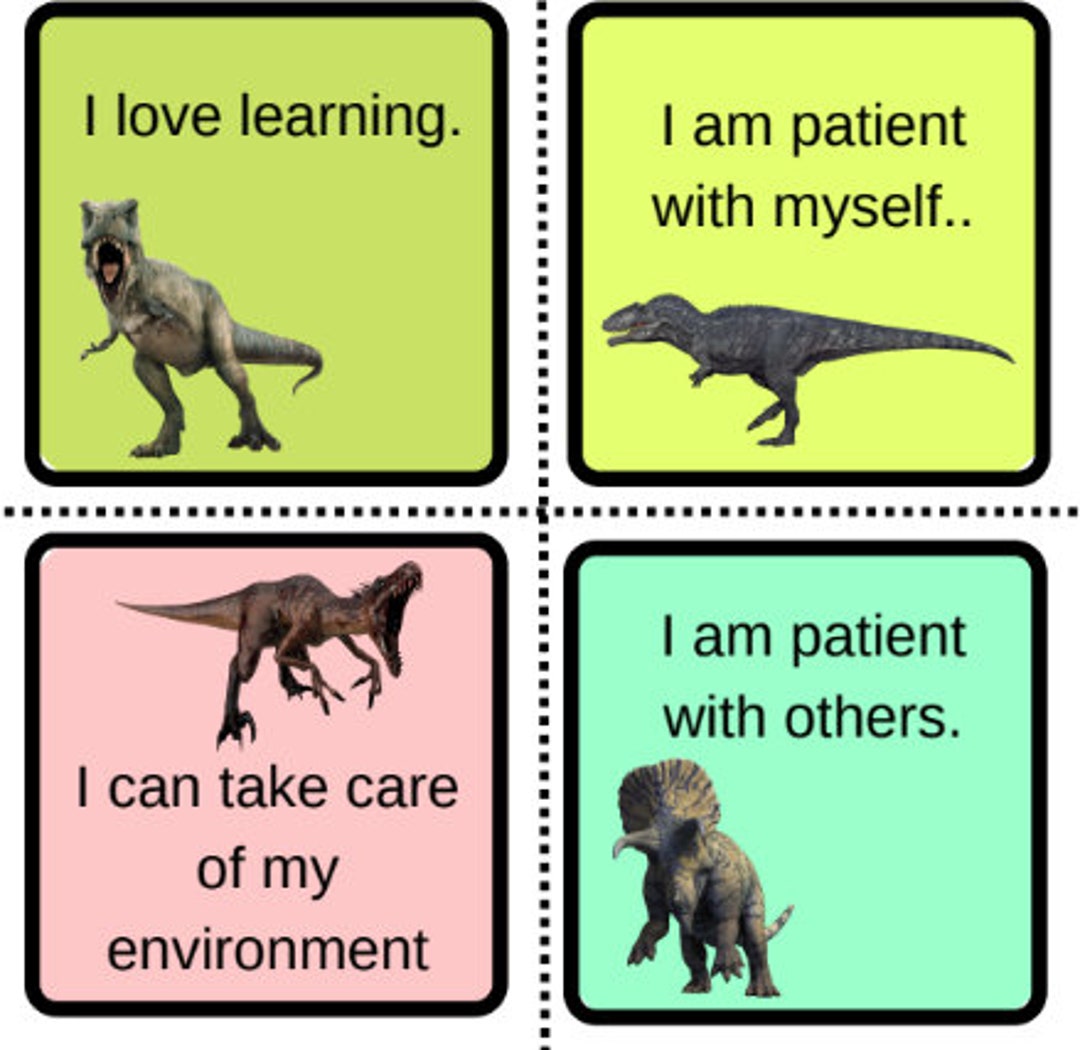 Dinosaur Affirmation Cards for Elementary Children - Etsy