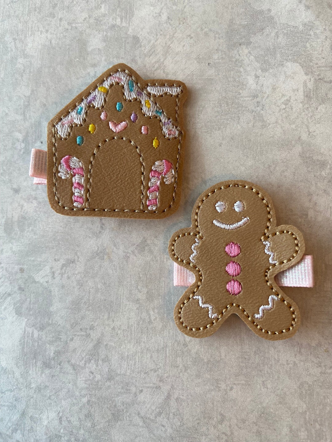 Gingerbread House and Gingerbread Man Christmas Hair Clips, Toddlers ...