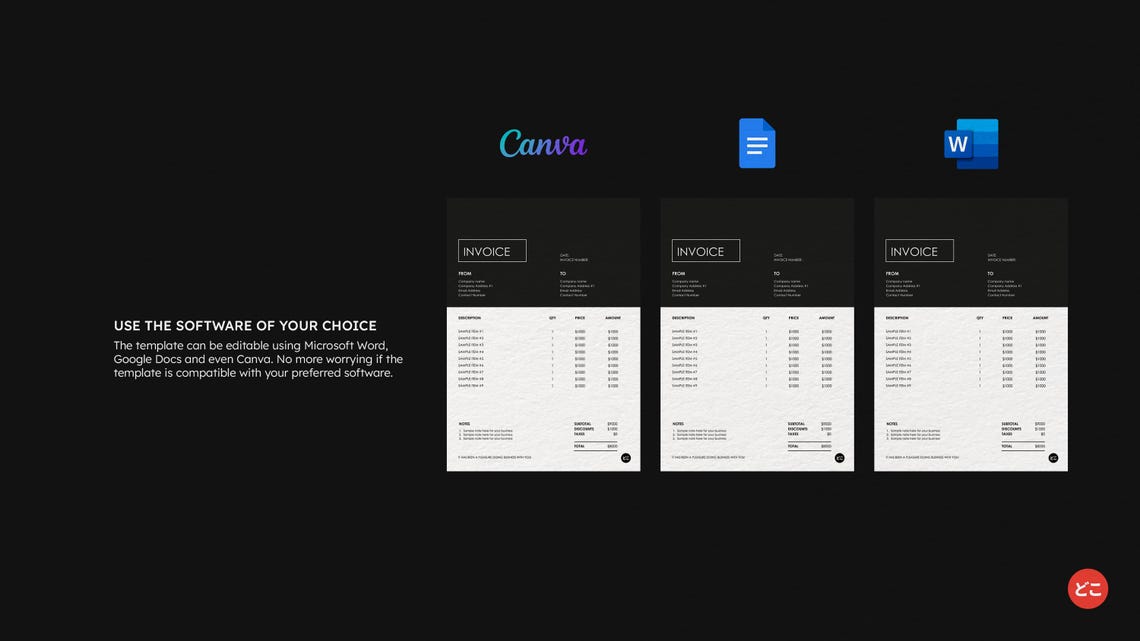Sleek Customizable Invoice Template for Small Business - Compatible ...