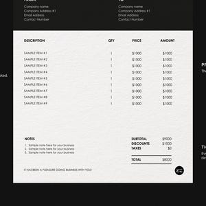 Sleek Customizable Invoice Template for Small Business - Compatible ...