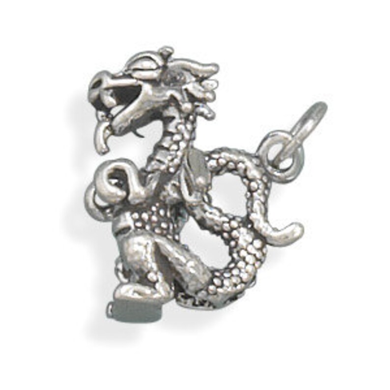 Dragon Charm Sterling Silver 3D Oriental Fantasy - Etsy
