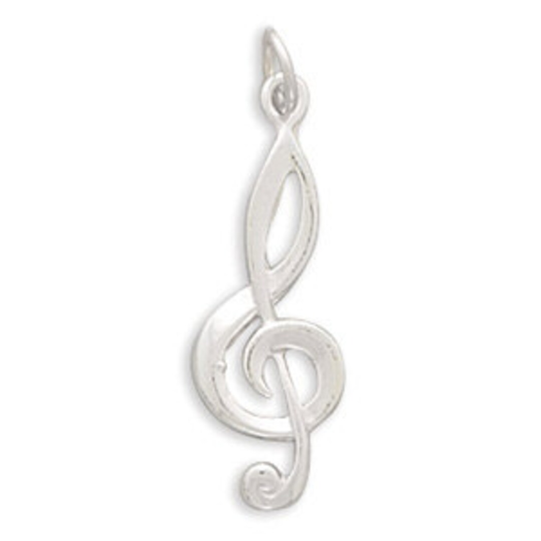 Treble Clef Pendant, Treble Clef Musical Note Sterling Silver Pendant ...