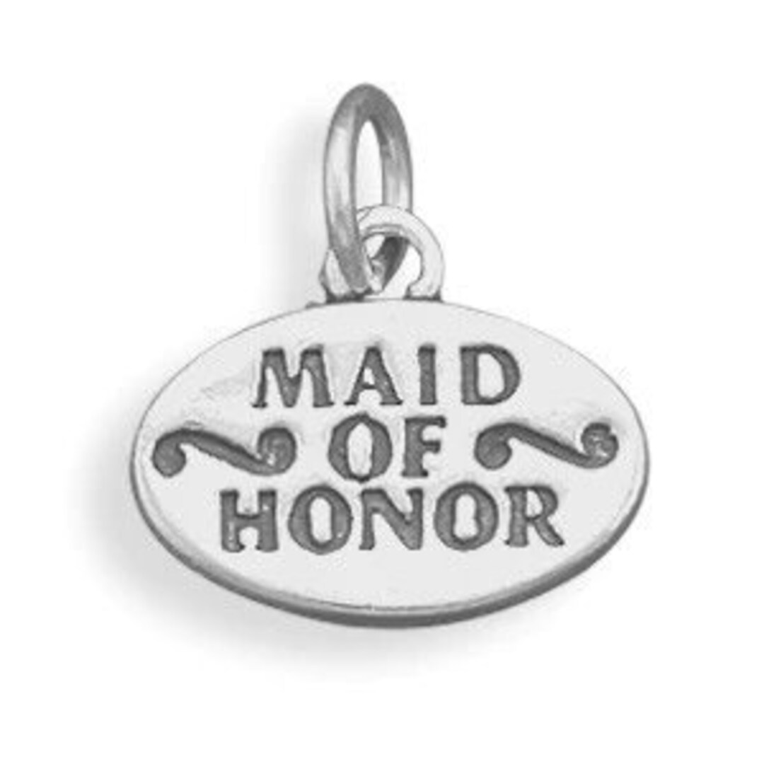 Maid of Honor Heart Charm, Stamped .925 Sterling Silver Oval Maid of ...