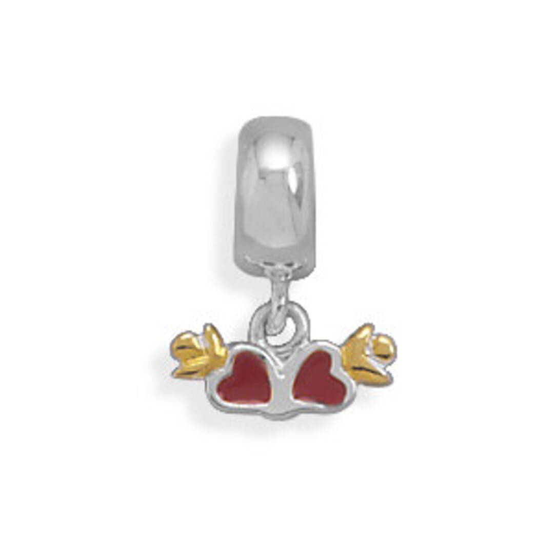 Red Enamel Heart Charm Bead, Gift for Her, Valentine Gift, Love Gift ...