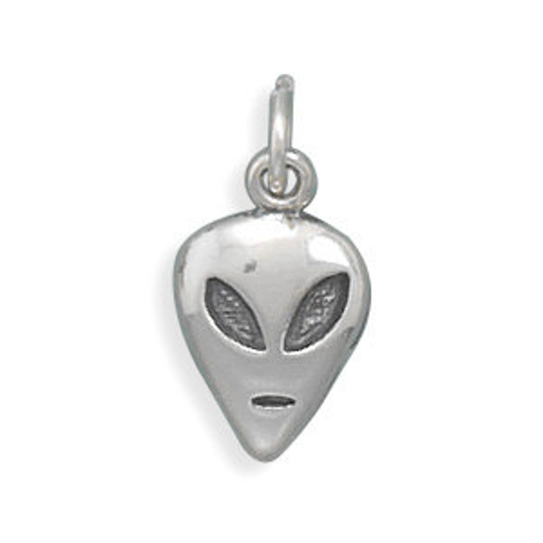 Alien Charm, Alien Head, Sterling Silver Alien, Martian Charm, Sterling ...