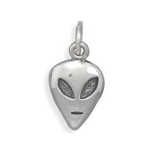 Alien Charm, Alien Head, Sterling Silver Alien, Martian Charm, Sterling ...