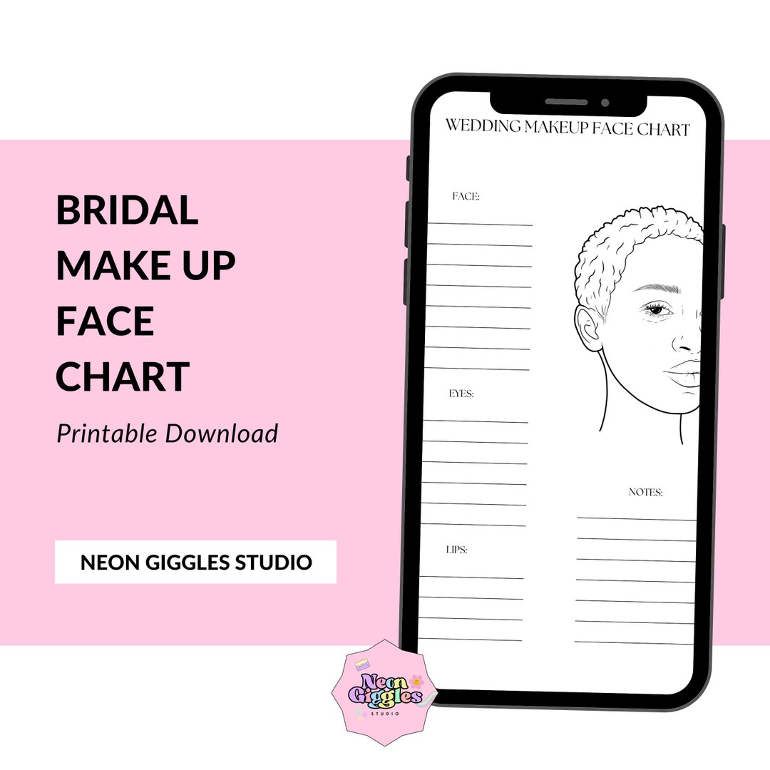 Downloadable Bridal Make up Chart Make up Artist Wedding Make up the ...