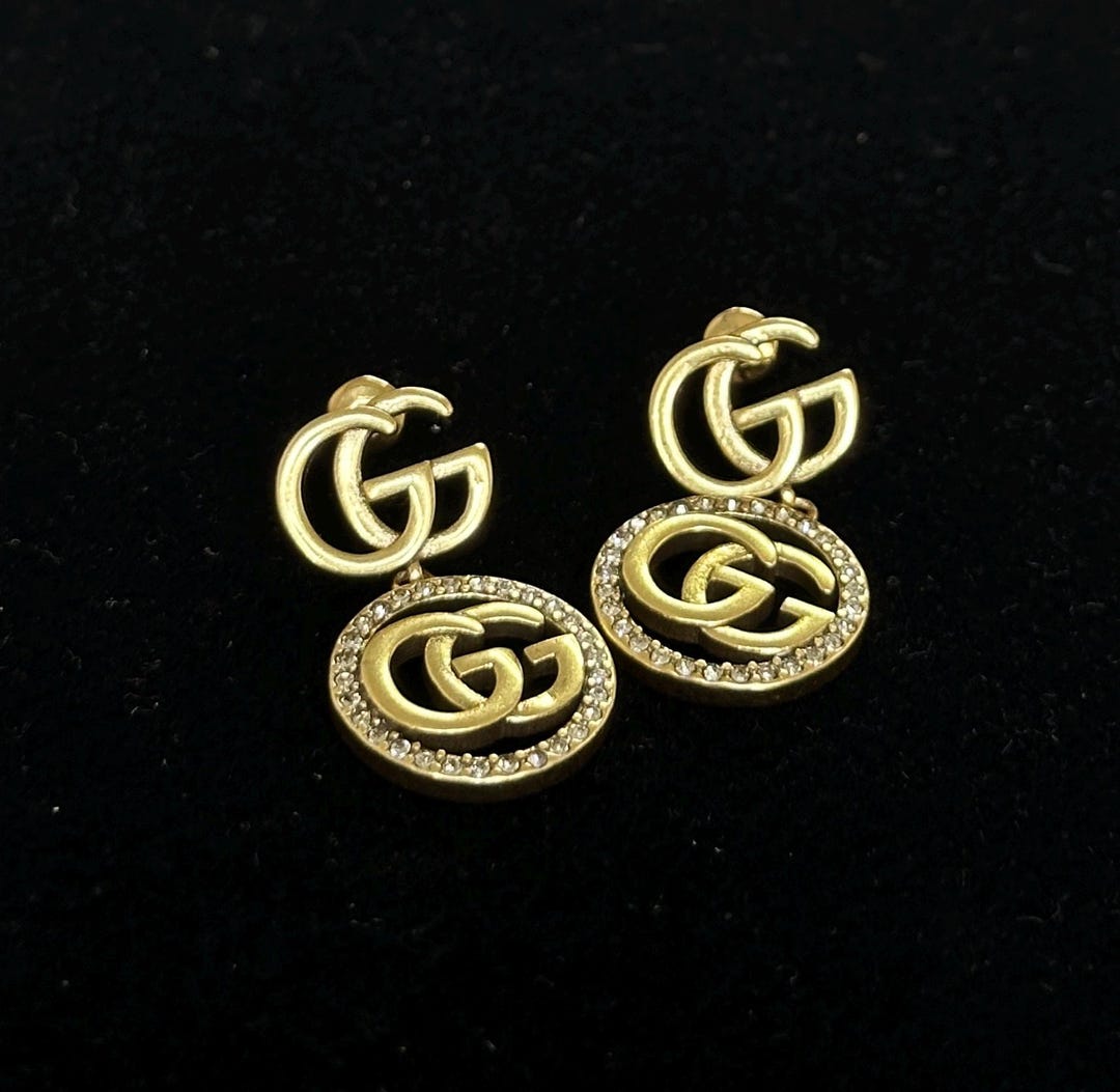 Vintage Stylish Gucci Circle Diamond Dangle Earrings - Etsy