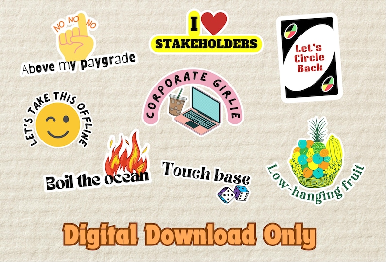 Corporate Jargon Stickers Set Funny Meme Office Set of 8 Stickers - Etsy
