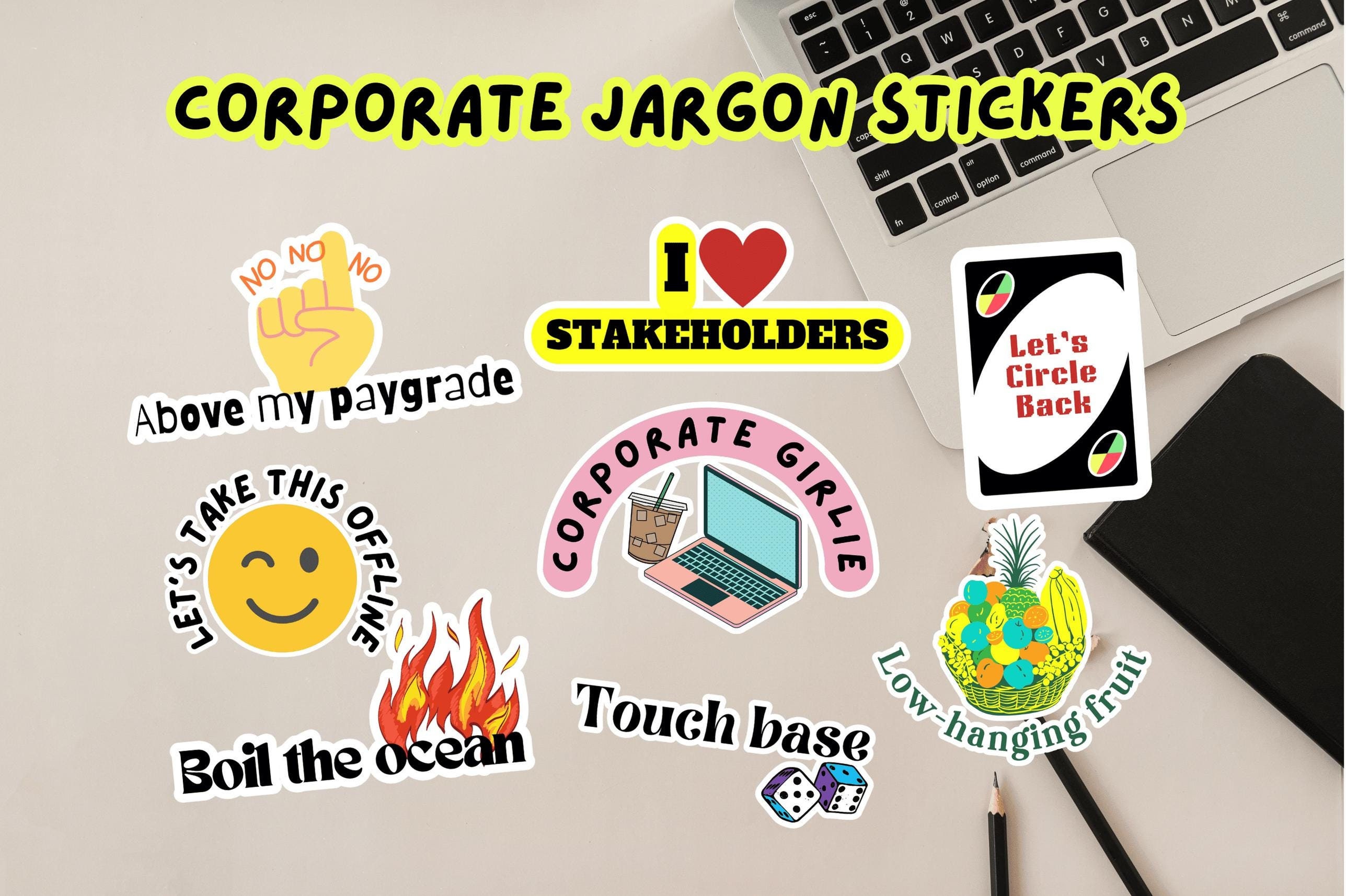 Corporate Jargon Stickers Set Funny Meme Office Set of 8 Stickers - Etsy