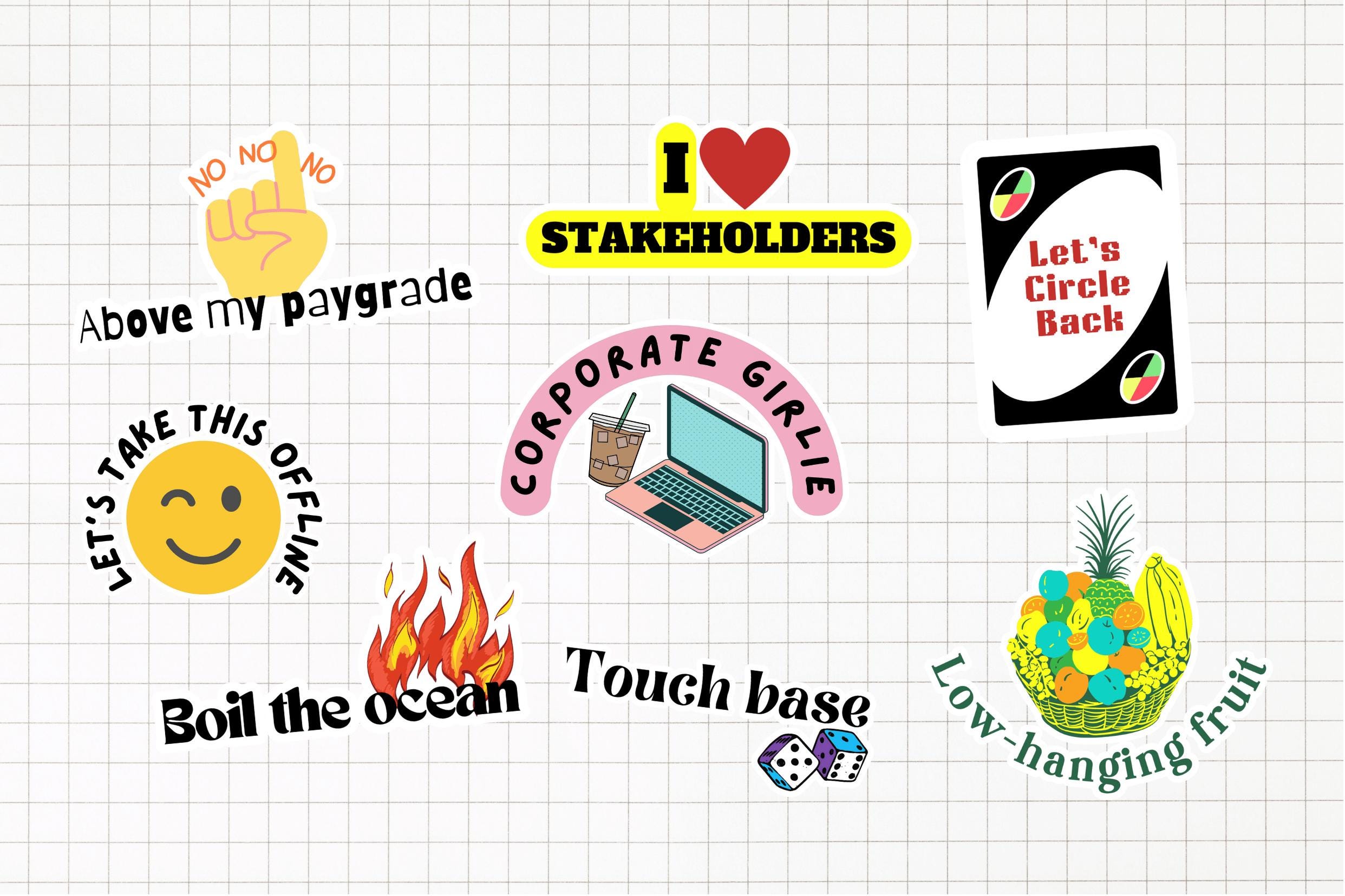 Corporate Jargon Stickers Set Funny Meme Office Set of 8 Stickers “it’s ...