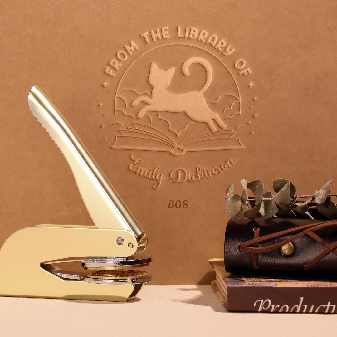 Personalized Cat Book Embosser | Custom Library Embosser Stamp | “this ...