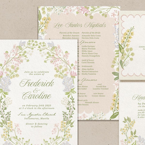 Heritage Lace Wedding Invitation Template Basic Suite, Modern Heritage ...