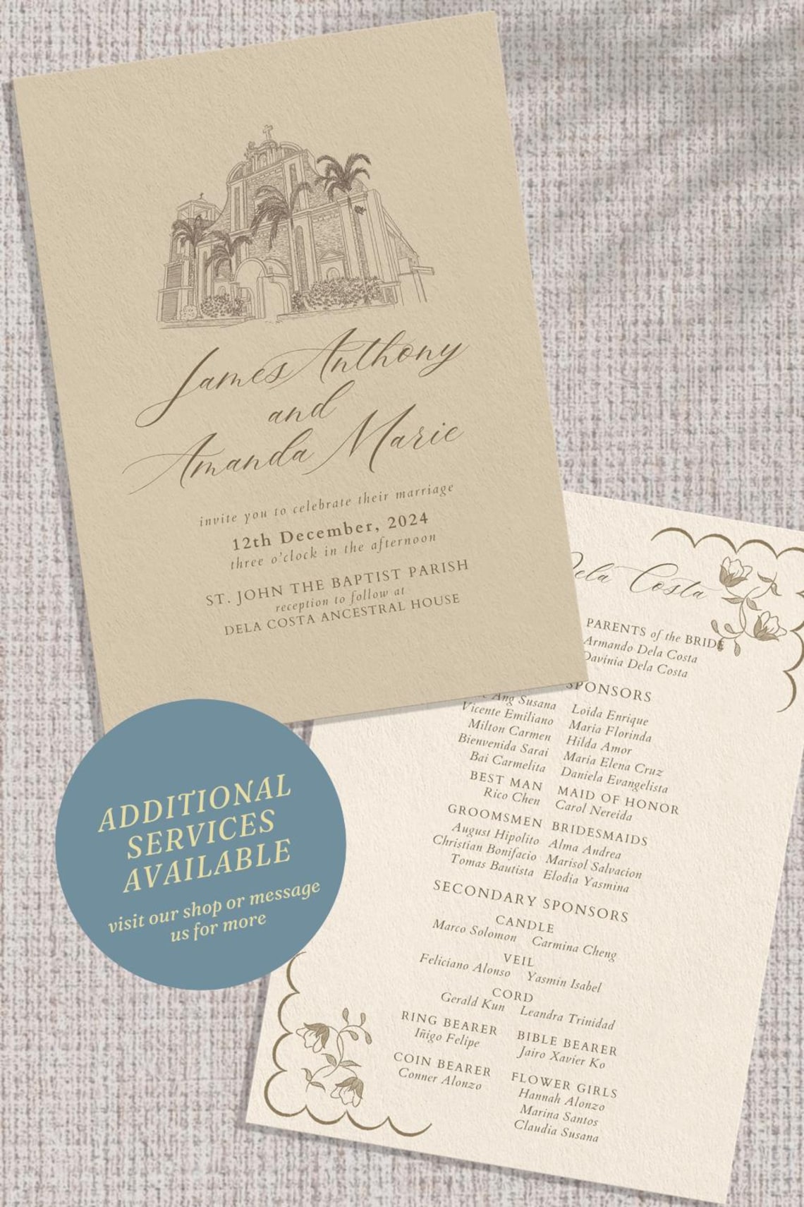 Heritage Lace Wedding Invitation Template Basic Suite, Modern Heritage ...