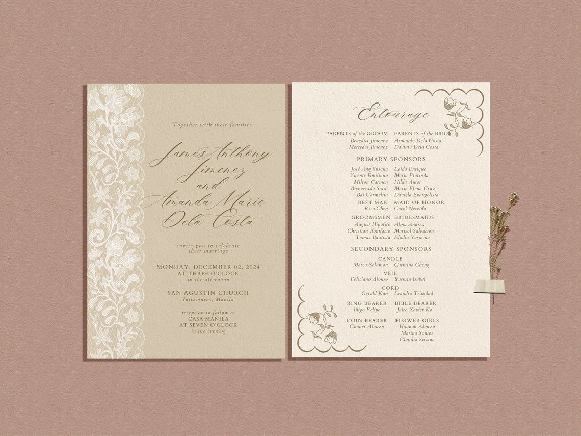 Heritage Lace Wedding Invitation Template Basic Suite, Modern Heritage ...