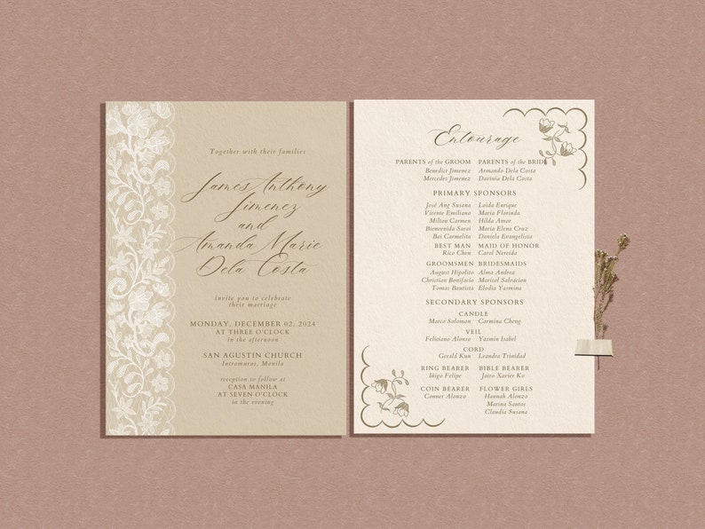 Heritage Lace Wedding Invitation Template Basic Suite, Modern Heritage ...