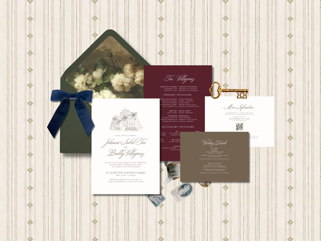 Custom Calligraphy and Venue Illustration Bespoke Wedding Invitation ...