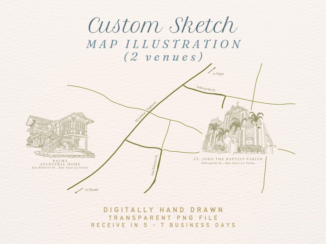 Custom Wedding Venue Map, Custom Illustration for Wedding Invitations ...