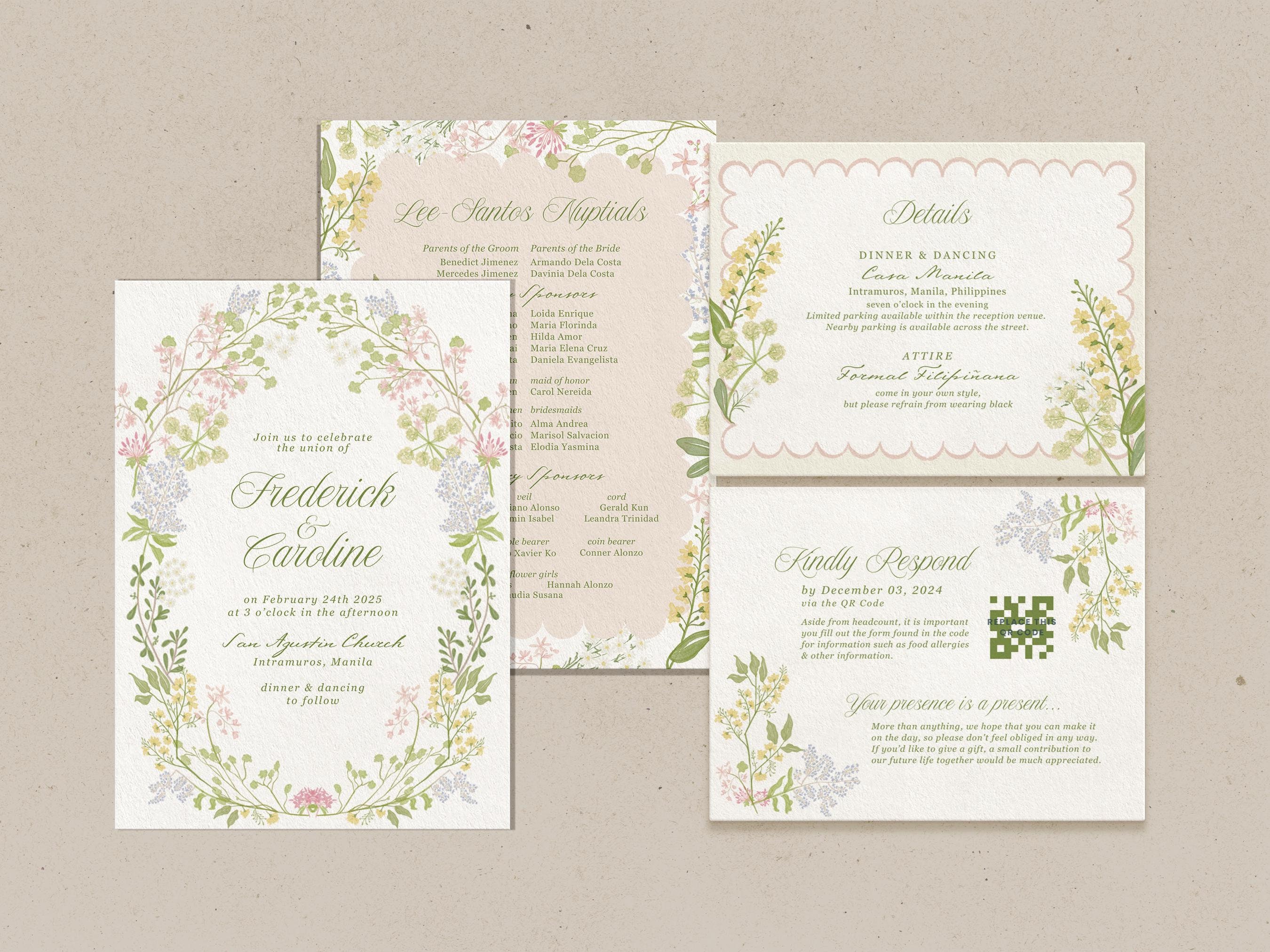 Pastel Wildflower Printable Wedding Invitation Template, Floral ...