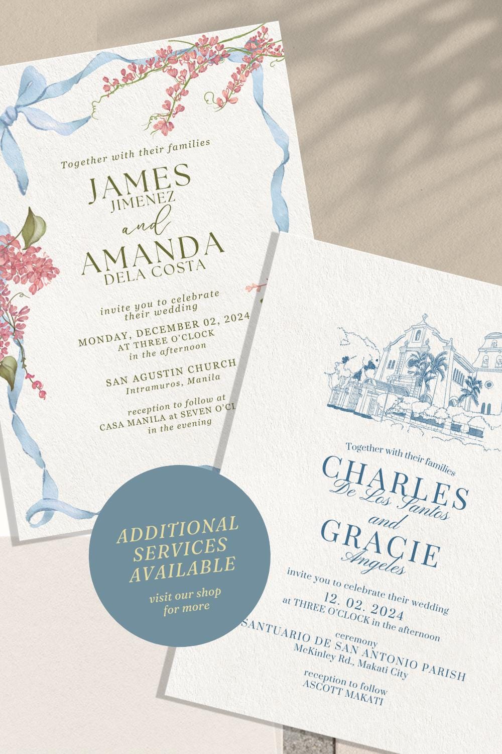 Summer Pink Flowers Wedding Invitation Template Basic Suite, Floral ...