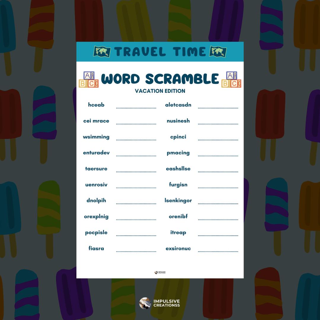Printable Activities for Kids | Travel Time - Word Scramble - Etsy