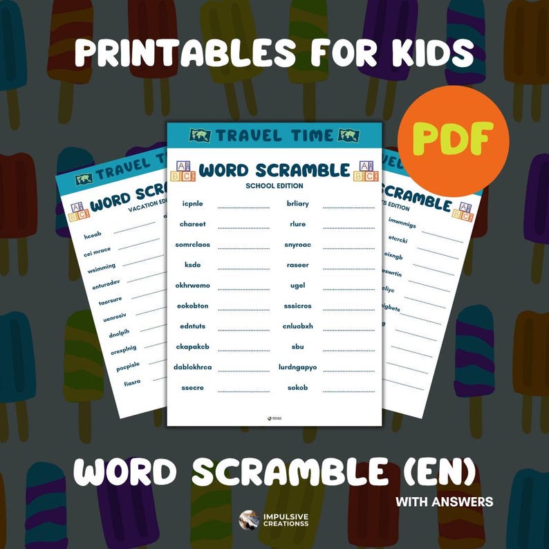 Printable Activities for Kids | Travel Time - Word Scramble - Etsy