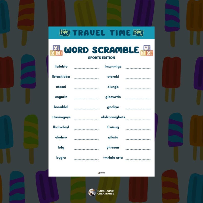 Printable Activities for Kids | Travel Time - Word Scramble - Etsy