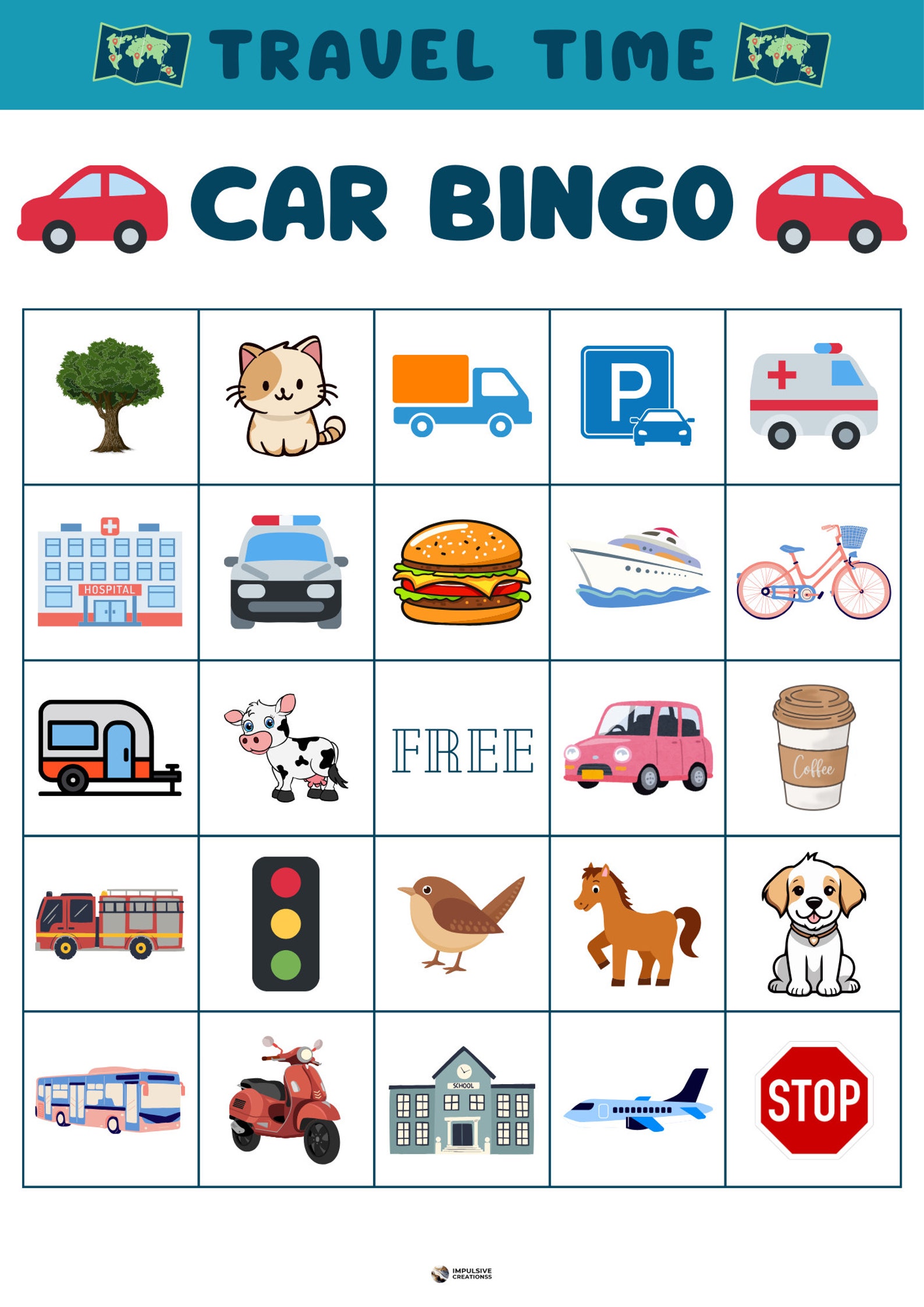 Printable Activities for Kids Travel Time Car Bingo - Etsy