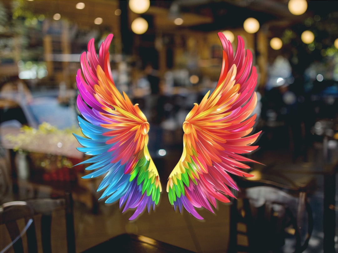 Colorful Wings Transparent Window Decal Sticker - Etsy