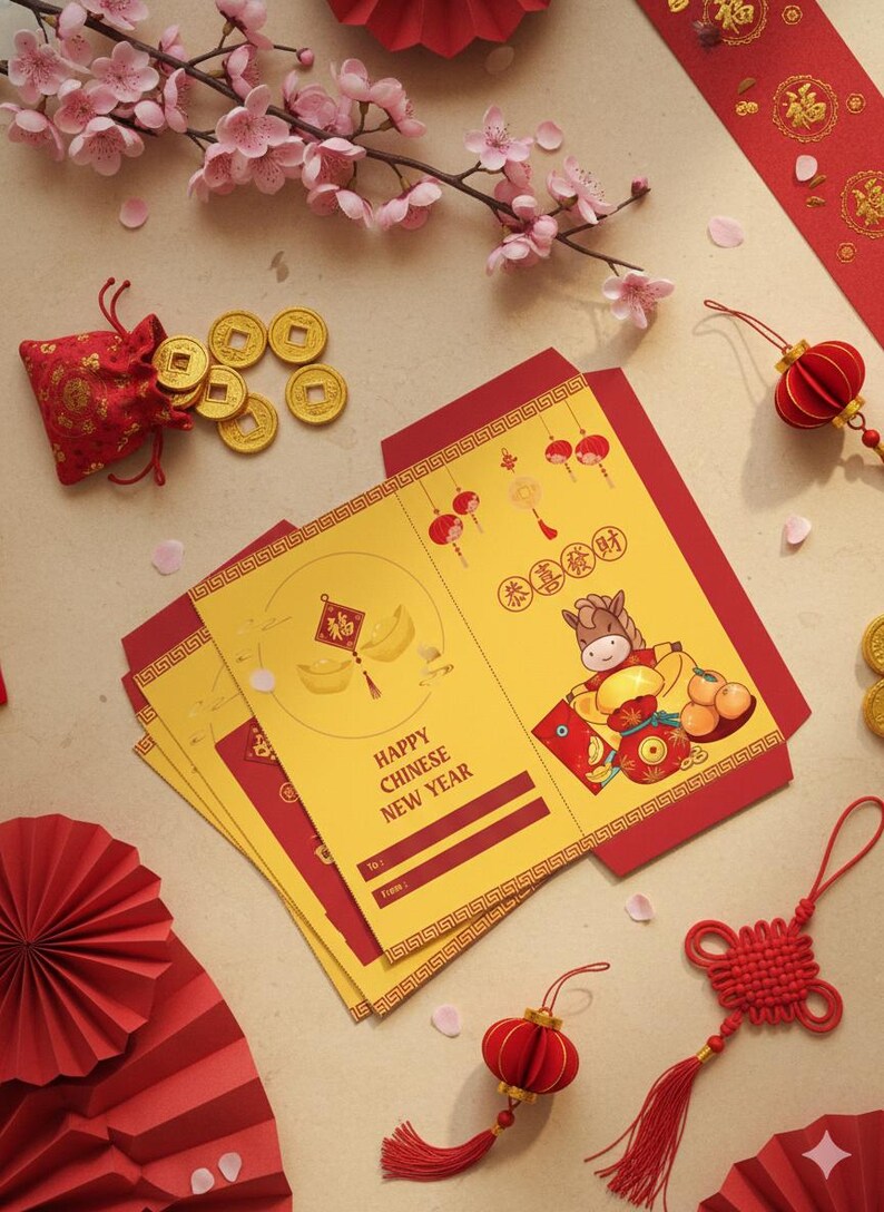 Lunar New Year Red Money Envelopes | Angpao DIY Template (PDF & JPG ...