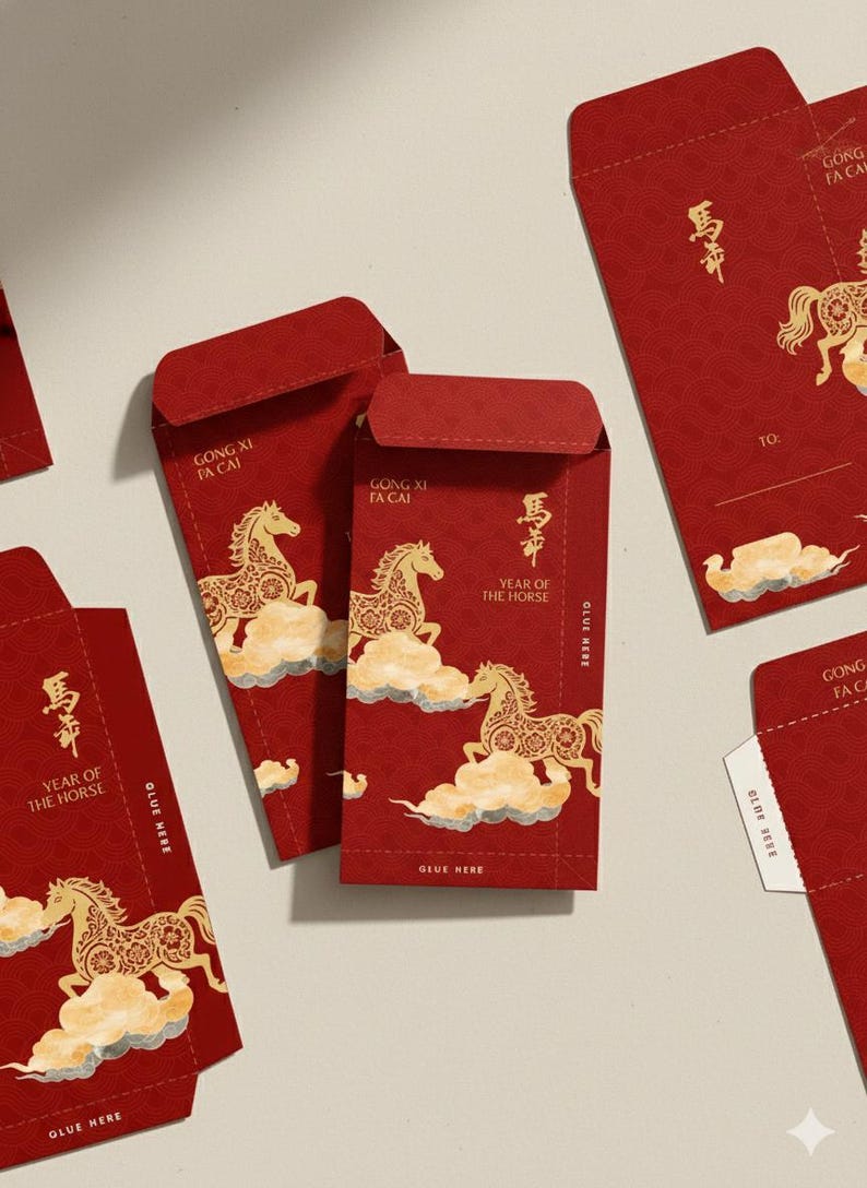 Lunar New Year Red Money Envelopes | Angpao DIY Template (PDF & JPG ...