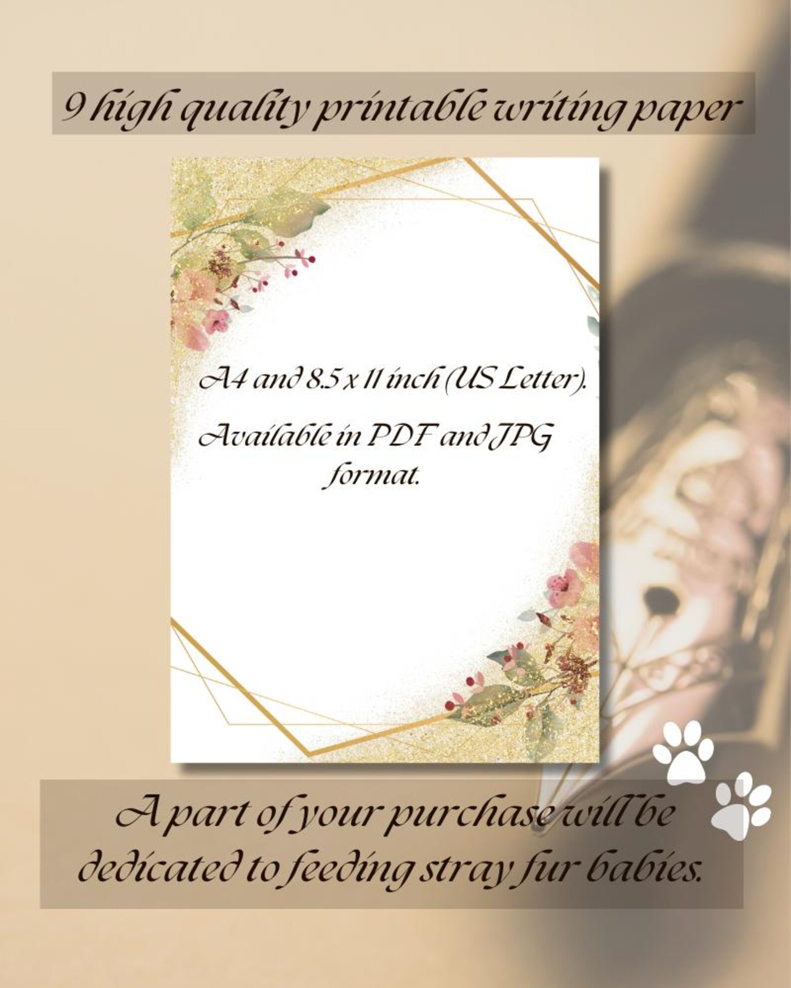 Love Stationery, Printable Stationery, Writing Art Paper, Unlined ...