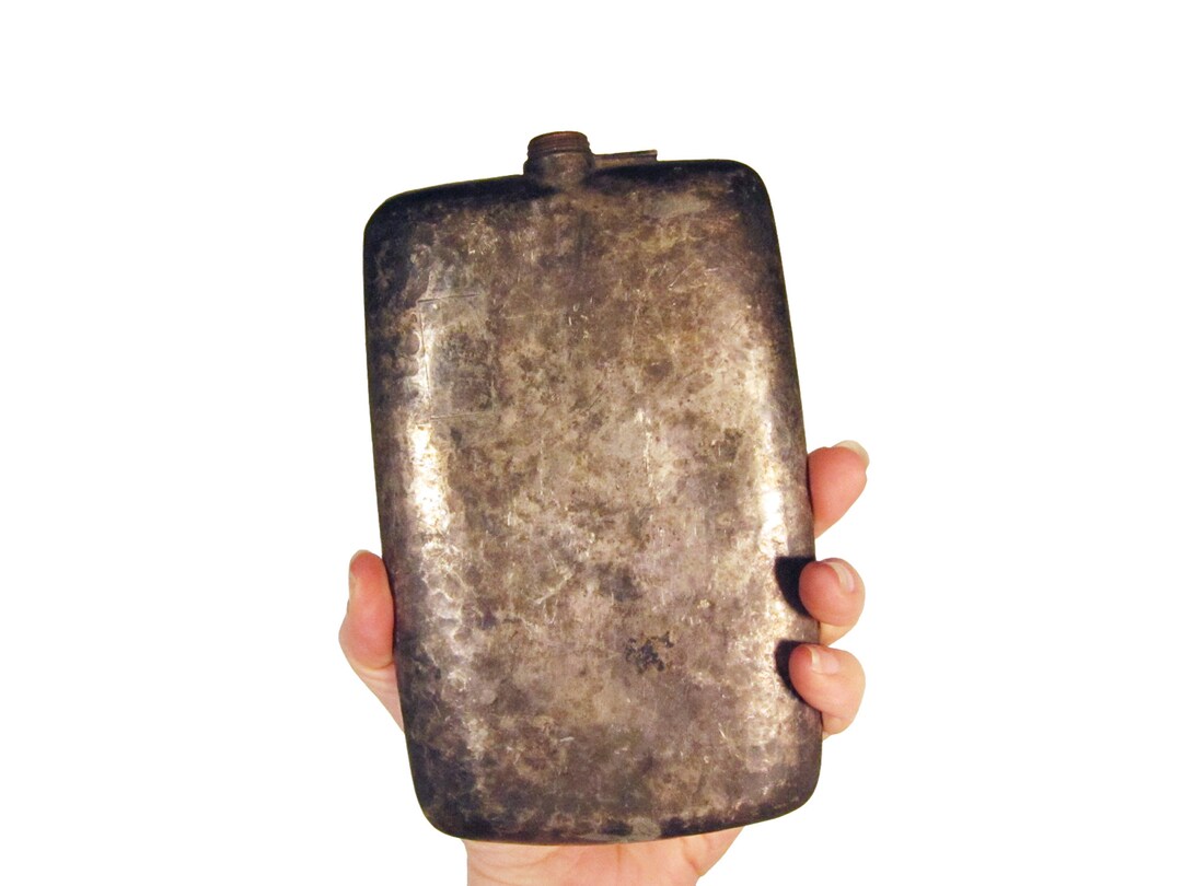 As-is Antique 1920s Silver Plate Flask - Vintage Art Deco Apollo Silver ...