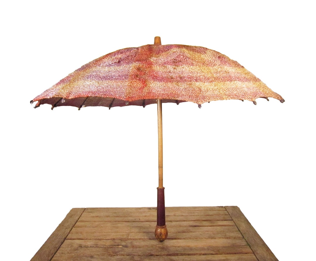 Antique 1920s Raffia Parasol - Pastel Woven Straw Umbrella - Rare ...