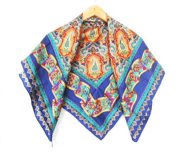 Vintage Paisley Silk Scarf Colorful Charter Club Square Head - Etsy