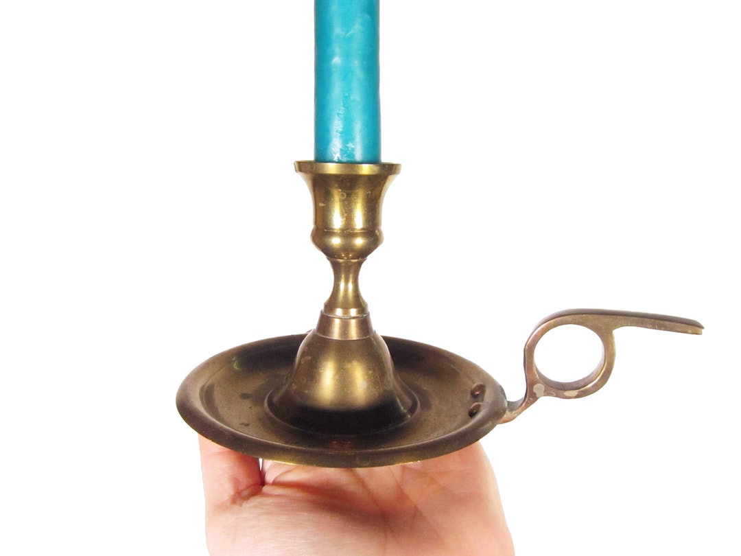 Vintage Brass Candle Holder Finger Loop Brass Candlestick Base Brass ...